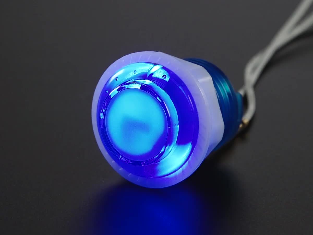 3432 Adafruit Mini LED Arcade Button - 24mm Translucent Blue