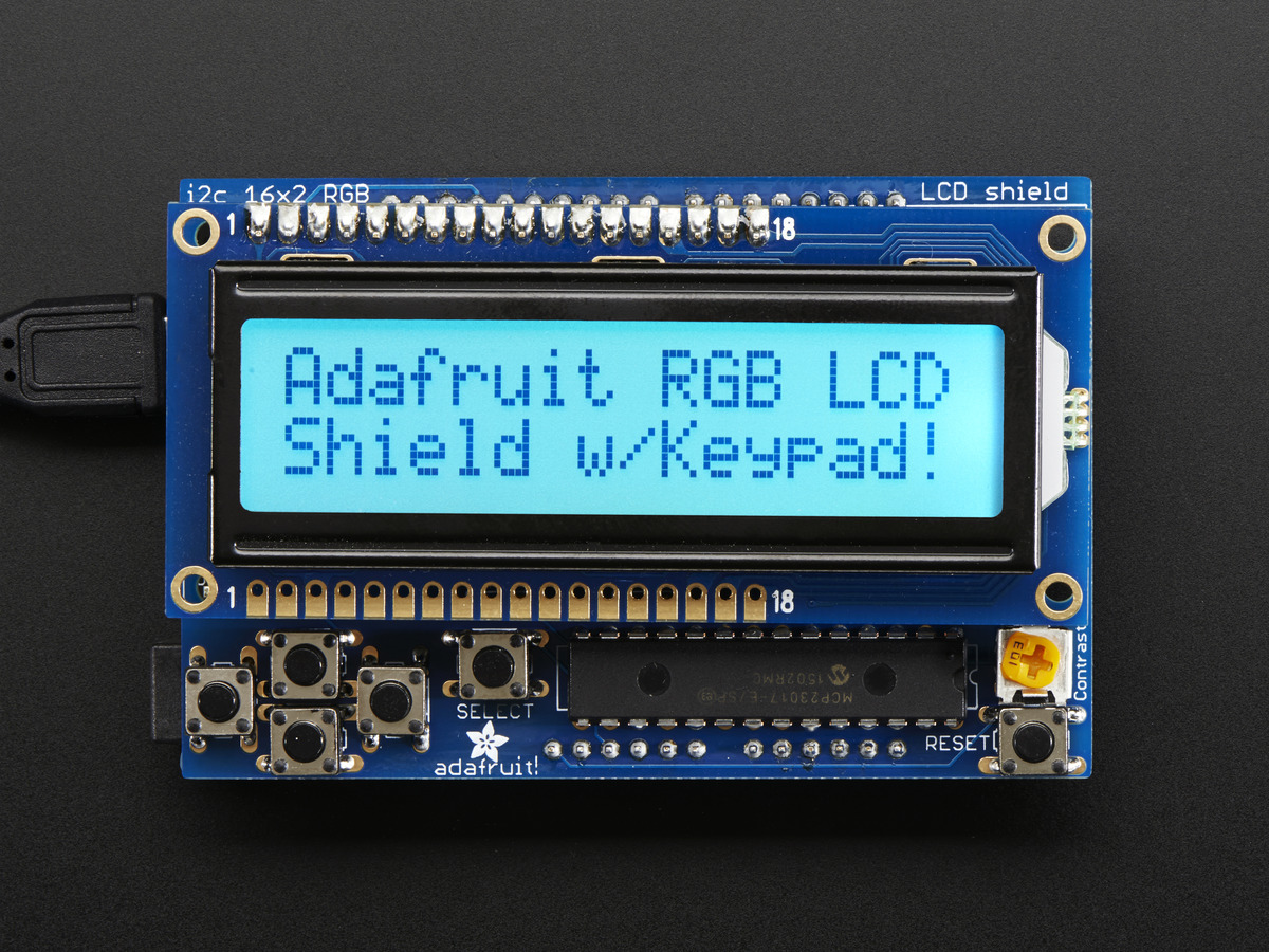 716 Adafruit Rgb Lcd Shield Kit W 16x2 Character Display Only 2 Pins