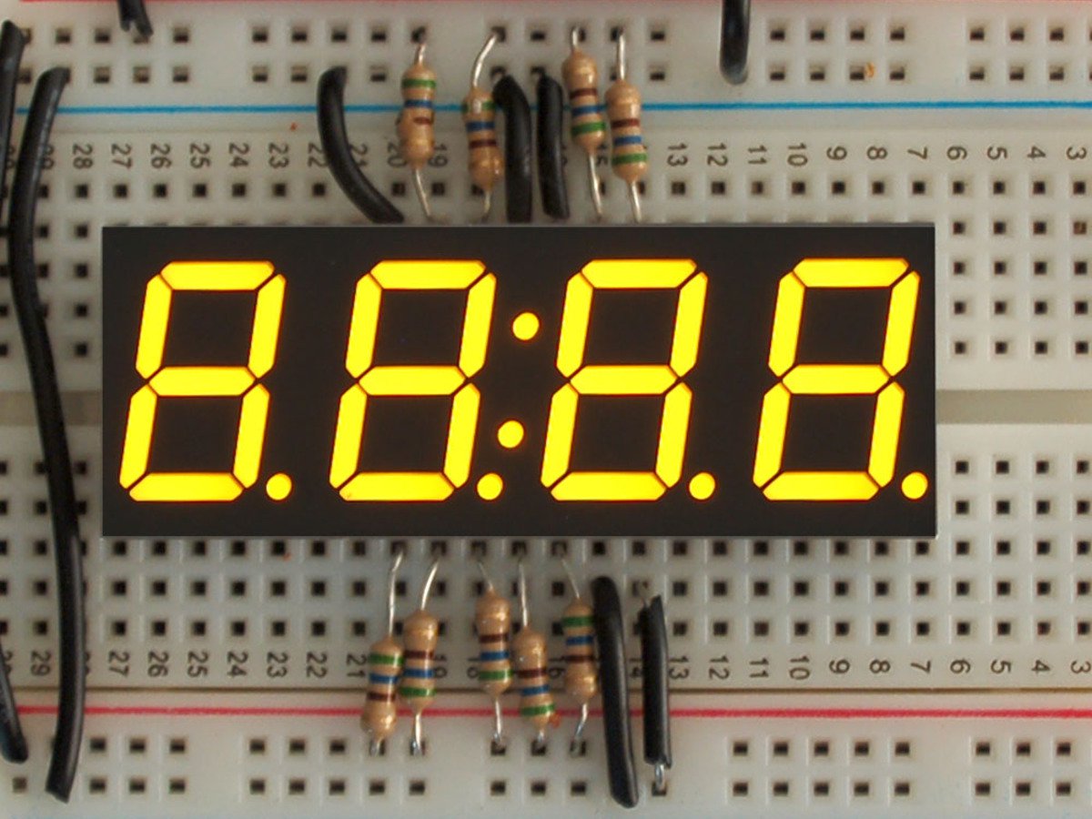 Adafruit 811 Yellow 7 Segment Clock Display 0 56 Digit Height