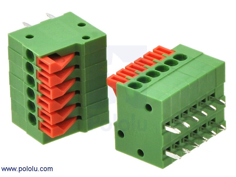 2424 Pololu Screwless Terminal Block: 6-Pin, 0.1" Pitch, Side Entry (2 ...