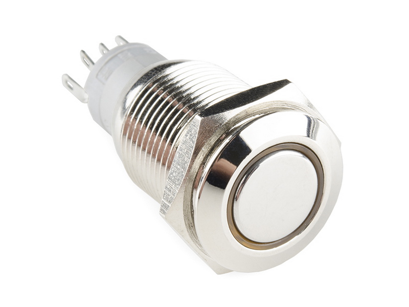 COM-11969 Sparkfun Metal Pushbutton - Momentary (16mm, Yellow)