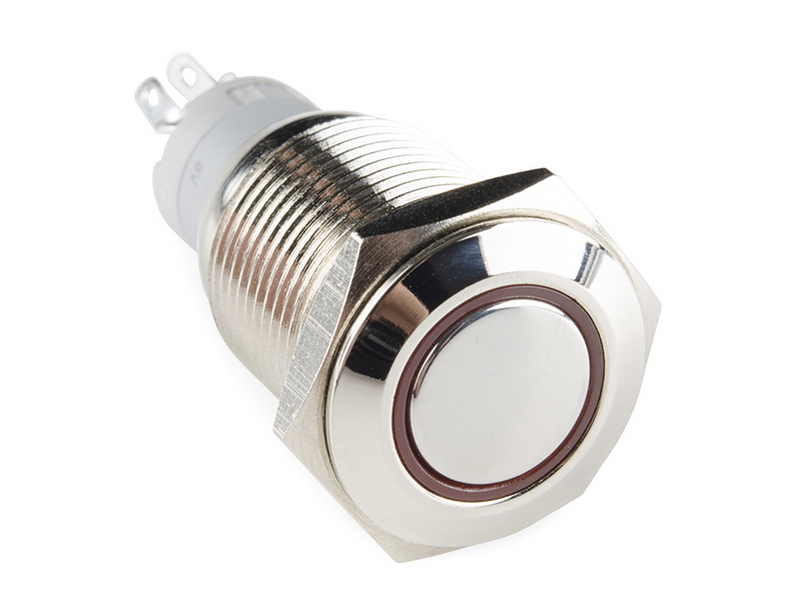 COM-11966 Sparkfun Metal Pushbutton - Momentary (16mm, Red)