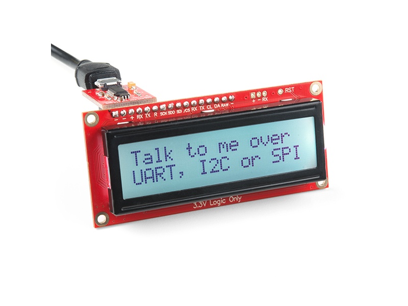 Sparkfun LCD-14072 SparkFun 16x2 SerLCD - Black on RGB 3.3V